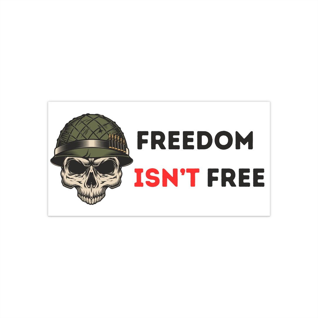 Freedom Isn't Free Sticker - Patriotic Skull Helmet Bumper Sticker ...