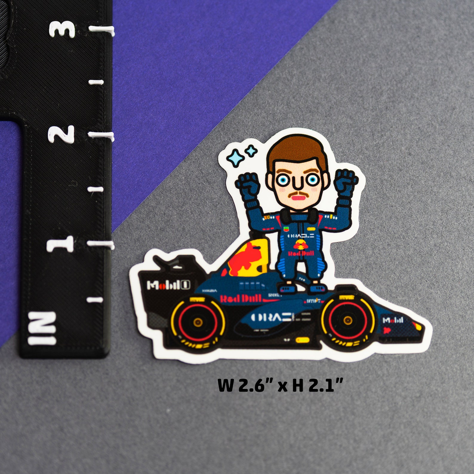 F1 Max Verstappen Sticker | Victory Pose With Race Car | Cute F1 ...