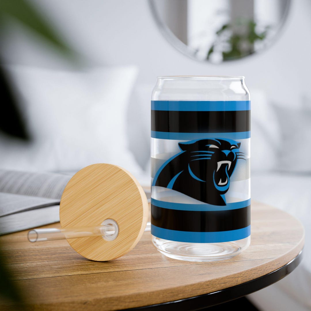 Carolina Panthers Fan NFL Football Team Custom Glass Cup W/straw, 16oz ...