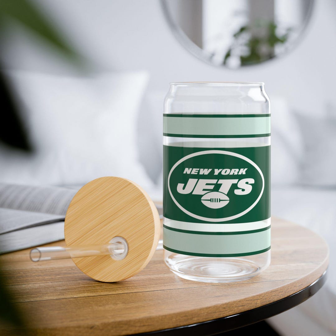 New York Jets Fan NFL Football Team Gift Custom Glass Cup W/straw, 16oz ...
