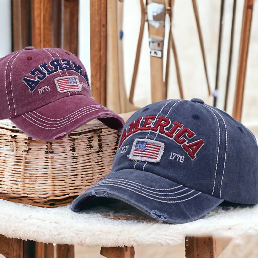 American Flag Baseball Cap, 4th of July Embroidered Unisex Hat ...