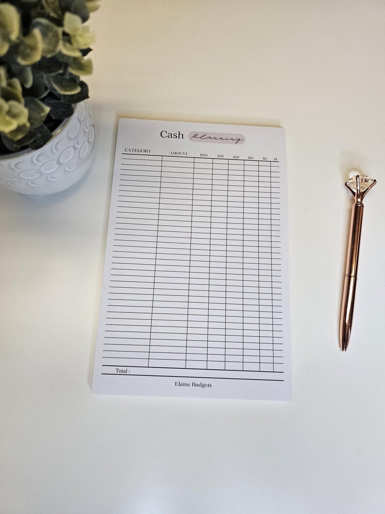 Cash Planning Notepad - Etsy