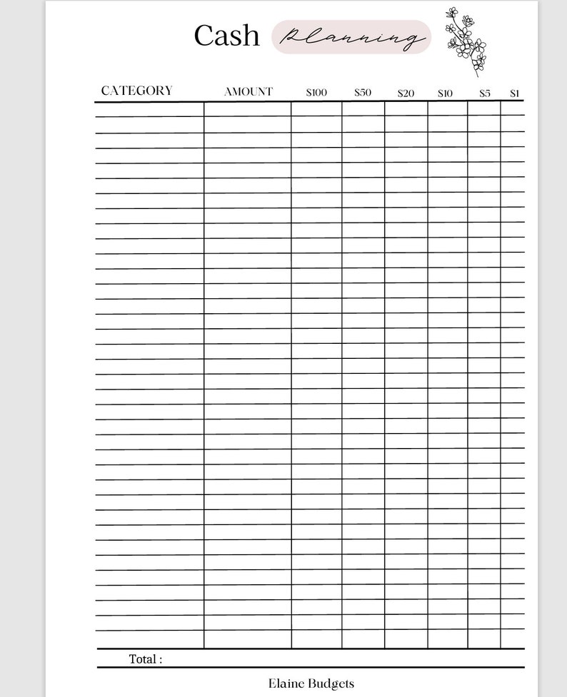 Cash Planning Sheet - Etsy