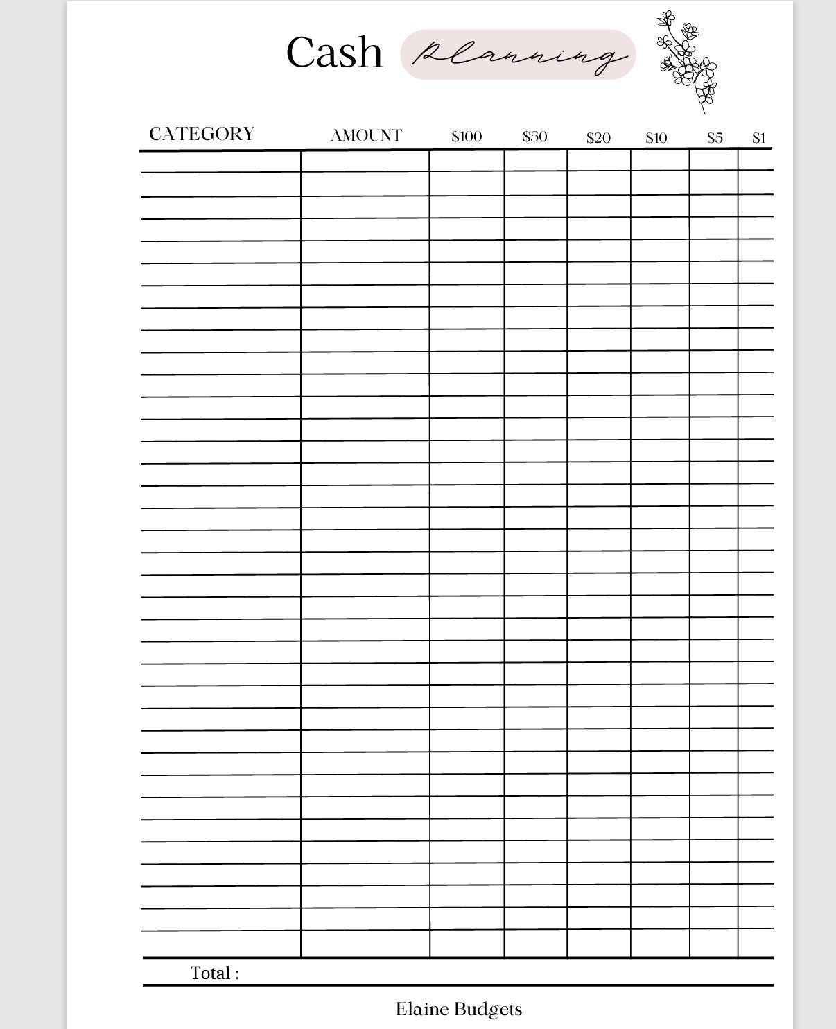 Cash Planning Sheet - Etsy