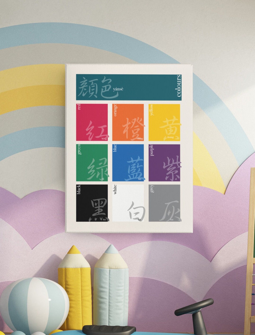 Learn Colours Chinese Characters, Pinyin, English, Bilingual Chinese ...