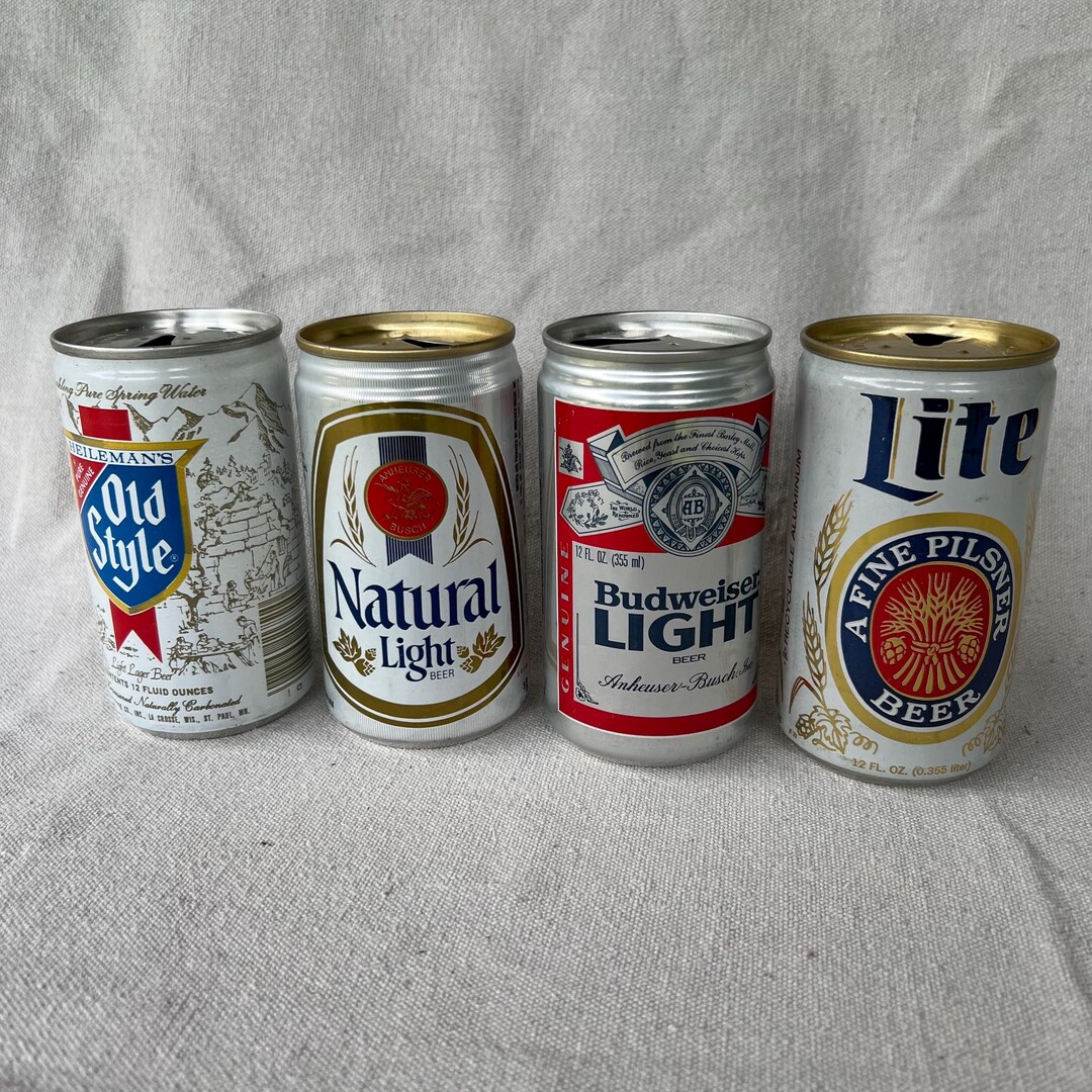 Vintage Beer Cans Old Style Miller Lite Budweiser Natural Light Man ...