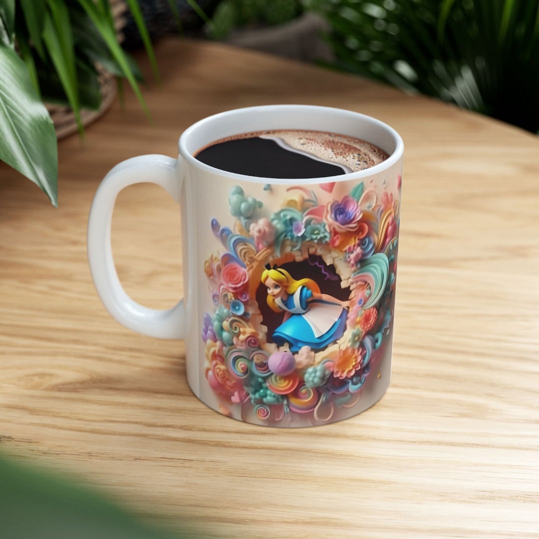 Cartoon Mug Wrap 3D Disney Princess Floral Mug 3D Cartoon Mug Full Wrap ...