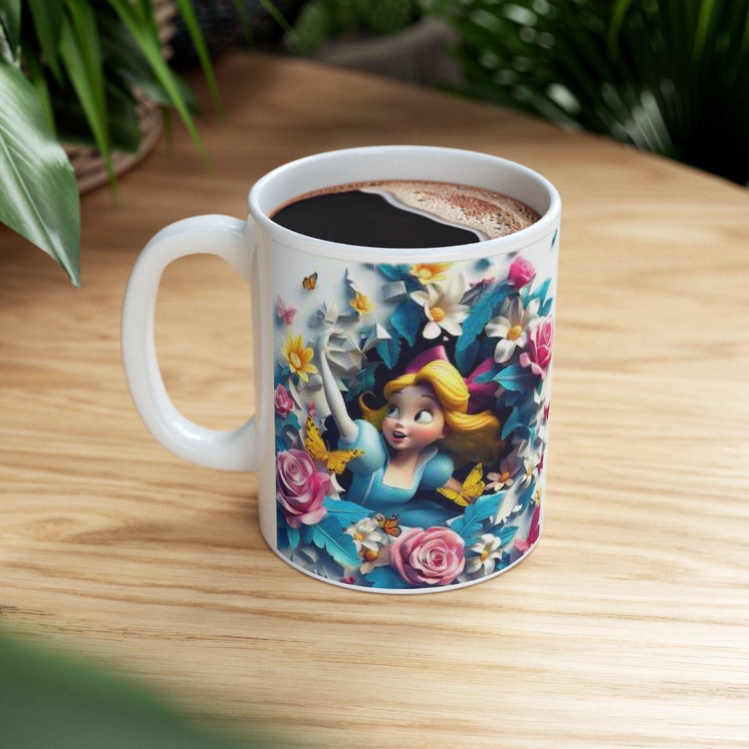 Cartoon Mug Wrap 3D Disney Princess Floral Mug 3D Cartoon Mug Full Wrap ...