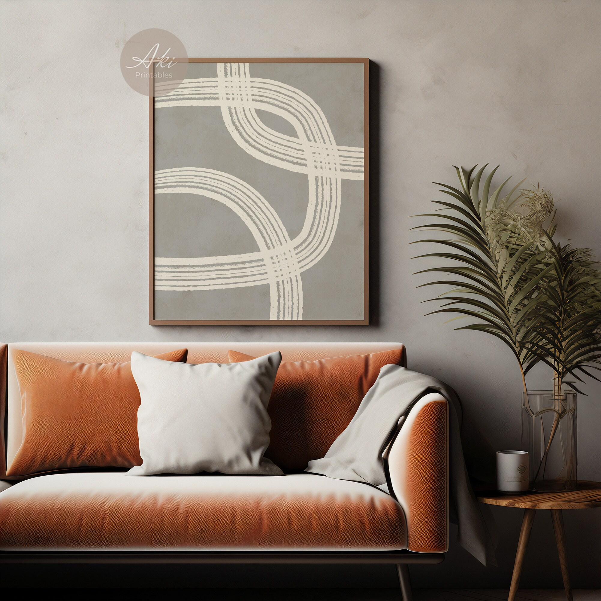 Beige Line Art, Abstract Art Print, Abstract Wall Art, Gray Wall Art ...