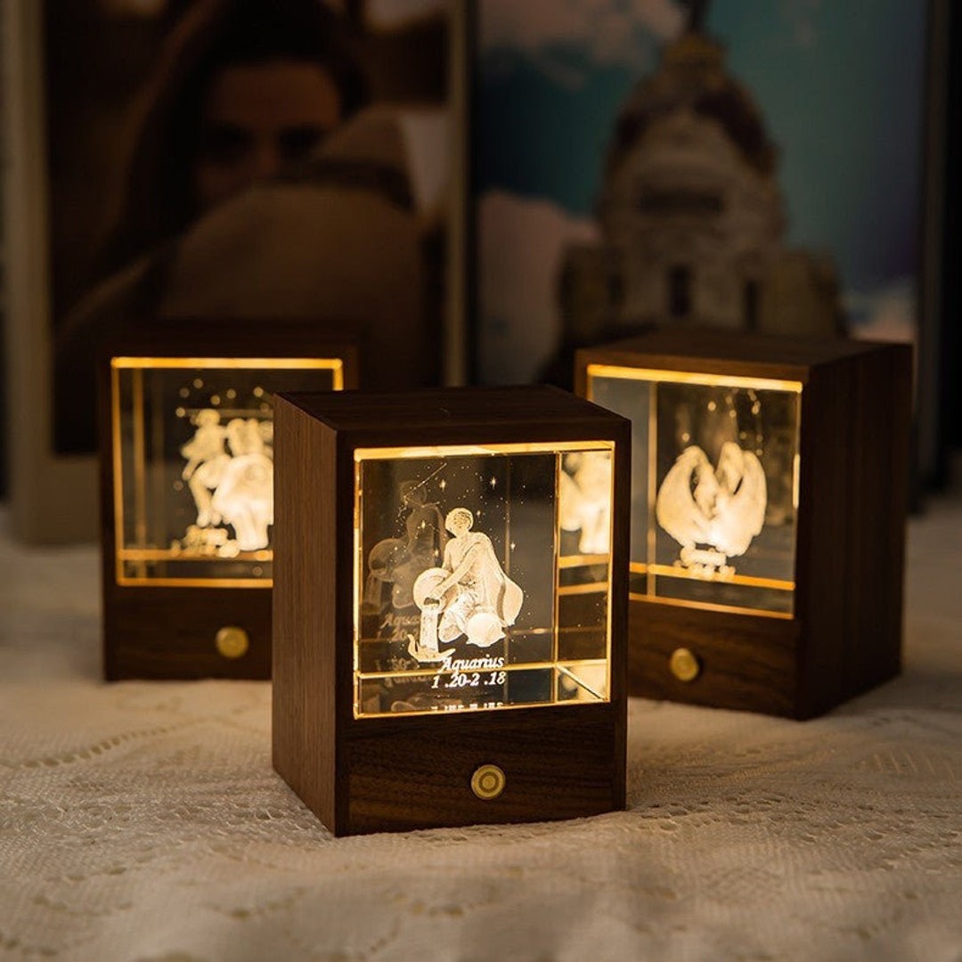 Crystal LED Table Lamp USB Power Decor Constellation Light Bedroom ...