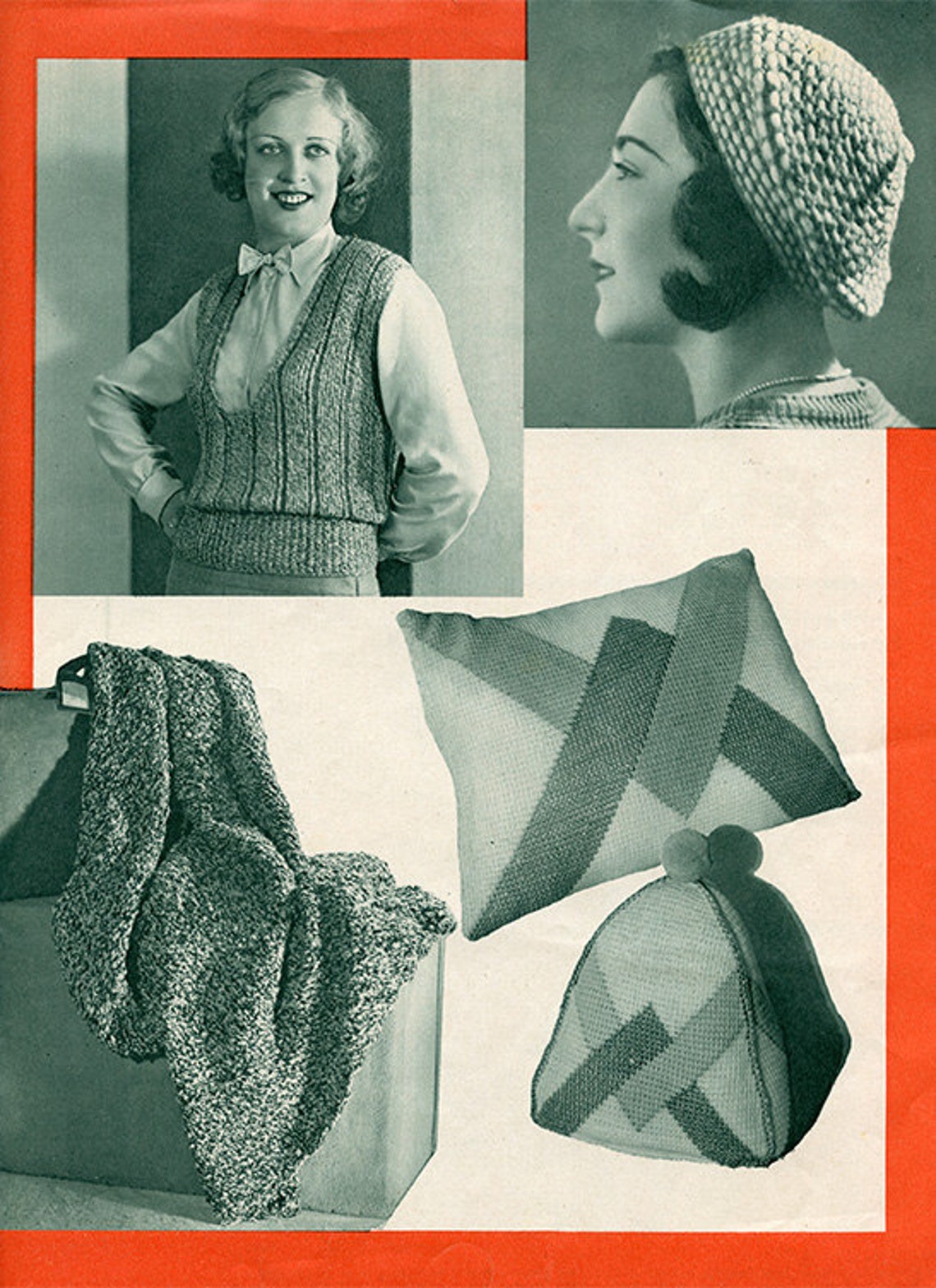 German Vintage Knitting Patterns - 1930s - Hats, Sweaters, Housewares ...