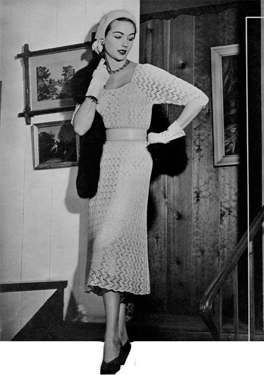 1950s Vintage Knitted Lace Dress Pattern - Digital PDF E-book - Etsy
