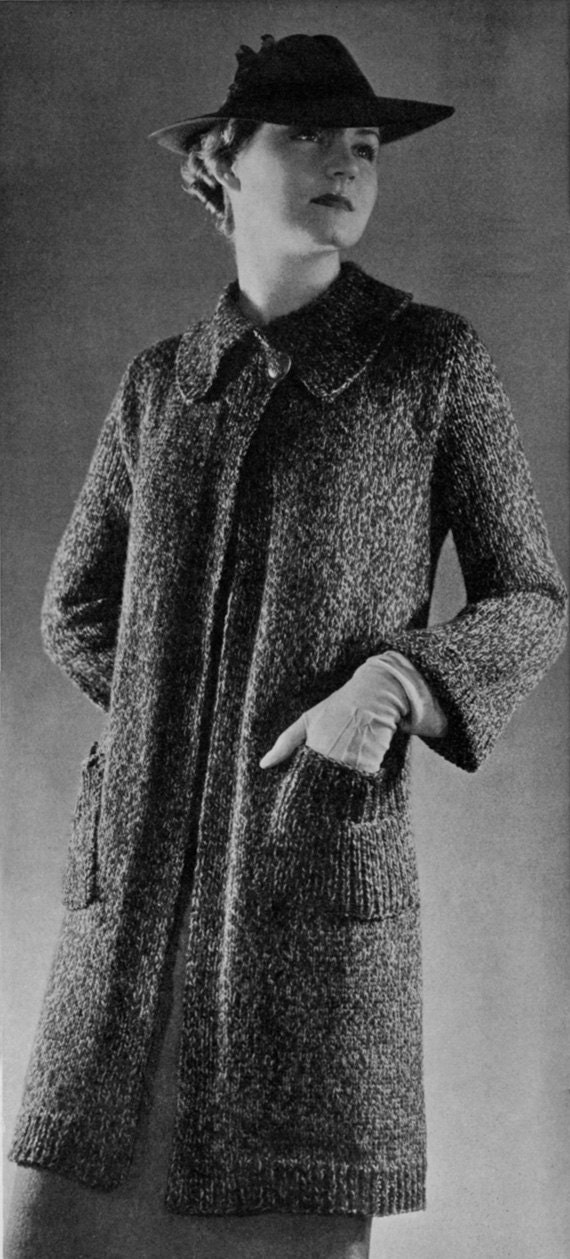 Tweed Swagger Coat, Vintage Knitting Pattern - 1934 - PDF Ebook - Etsy