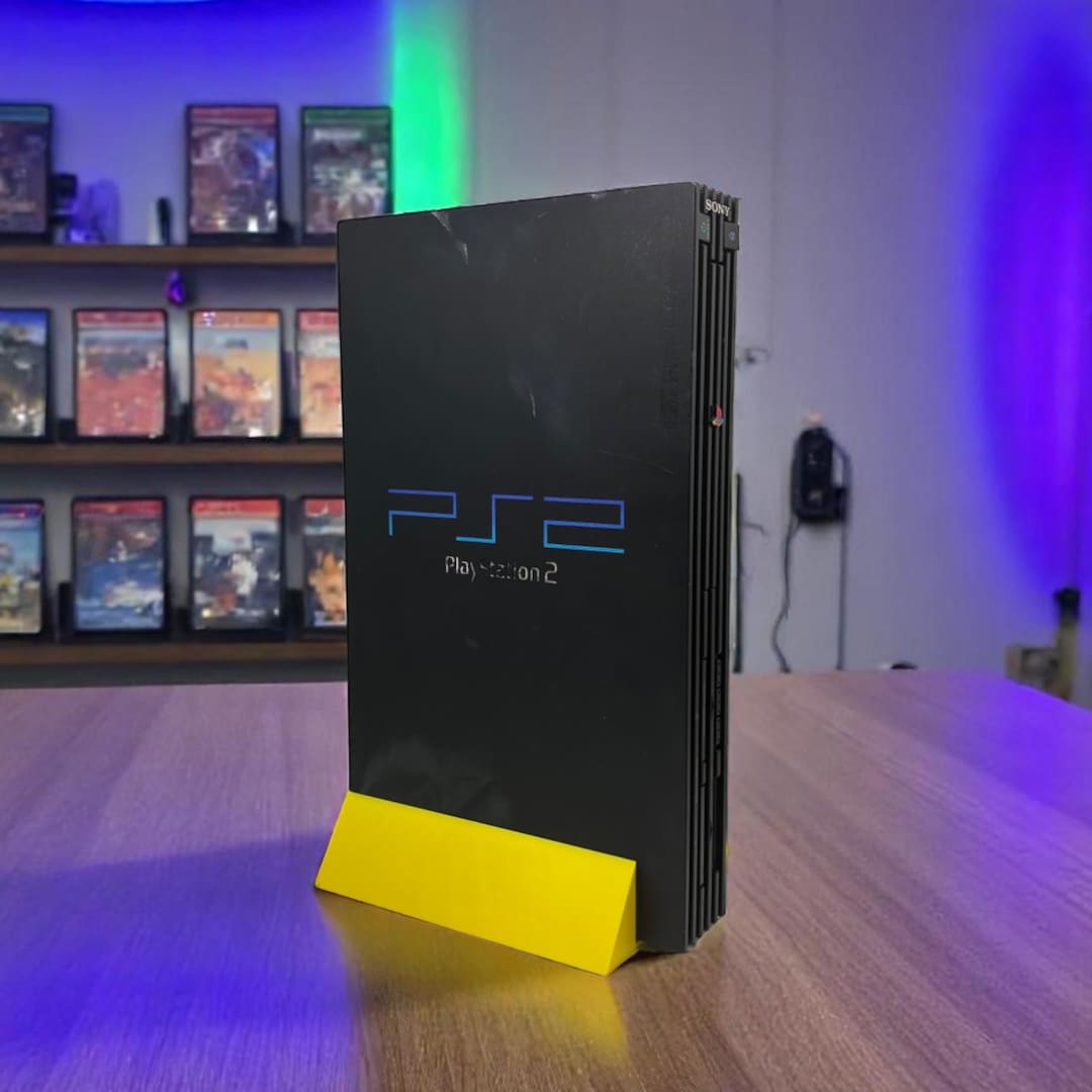 PS2 Vertical Stand Yellow for Fat PS2 Sony Playstation 2 Display Stand ...