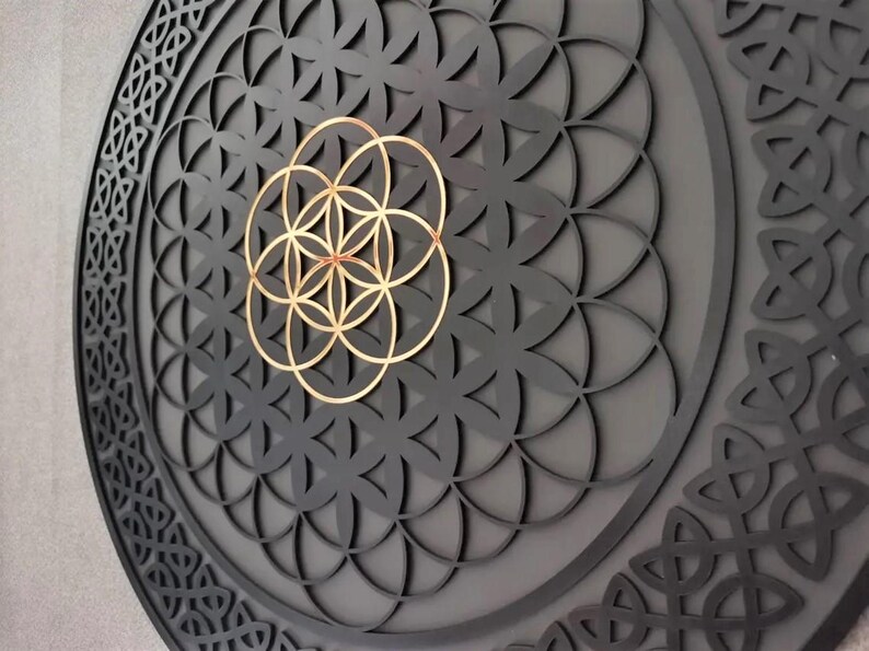 Flower of Life and Celtic Knot Wall Art, Seed of Life Wall Decor ...