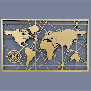 Metal World Map -metal Wall Decoration, Metal Wall Art, Housewarming ...