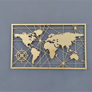 Metal World Map Wall Art: Modern Home Decor - Etsy