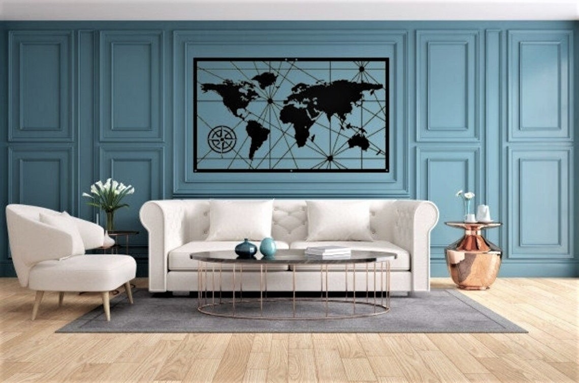 Metal World Map -metal Wall Decoration, Metal Wall Art, Housewarming ...