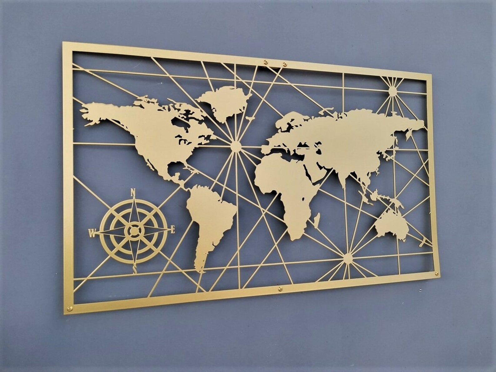 Metal World Map -metal Wall Decoration, Metal Wall Art, Housewarming ...
