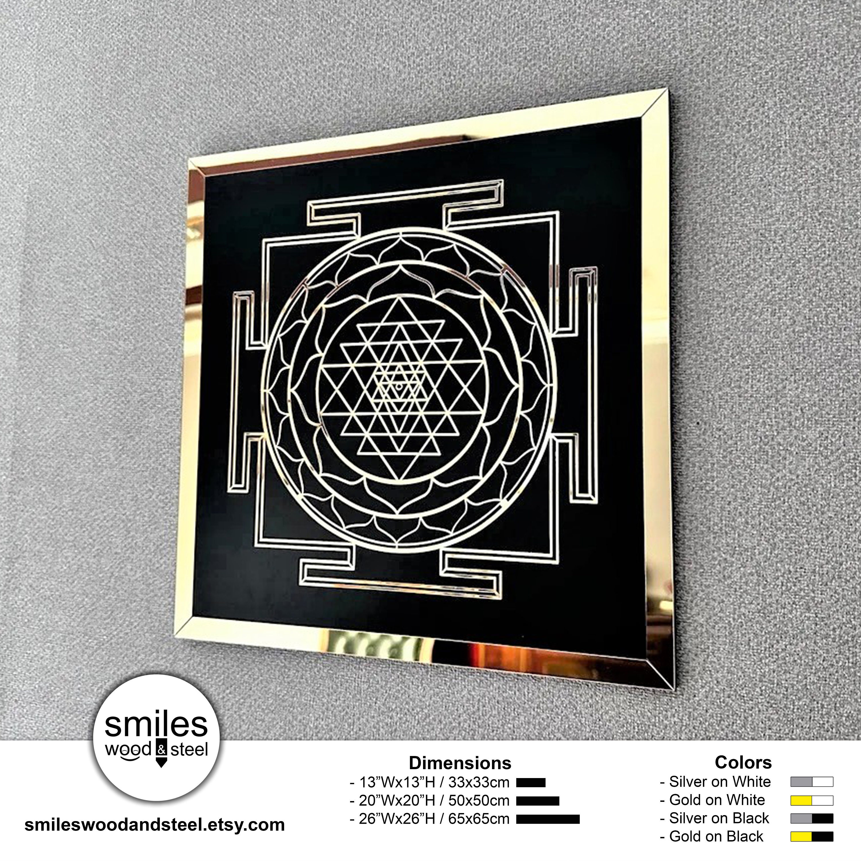 Sri Yantra Wall Art, Sacred Geometry Wall Decor, Golden Sacred ...