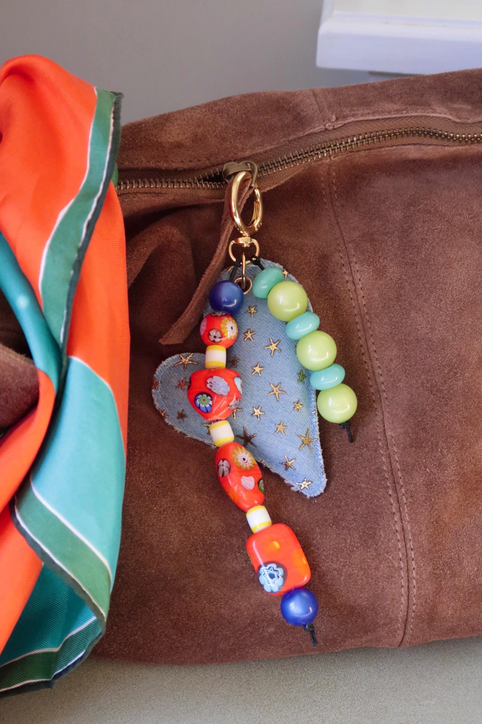 Puffy Denim Heart Bag Charm - Etsy