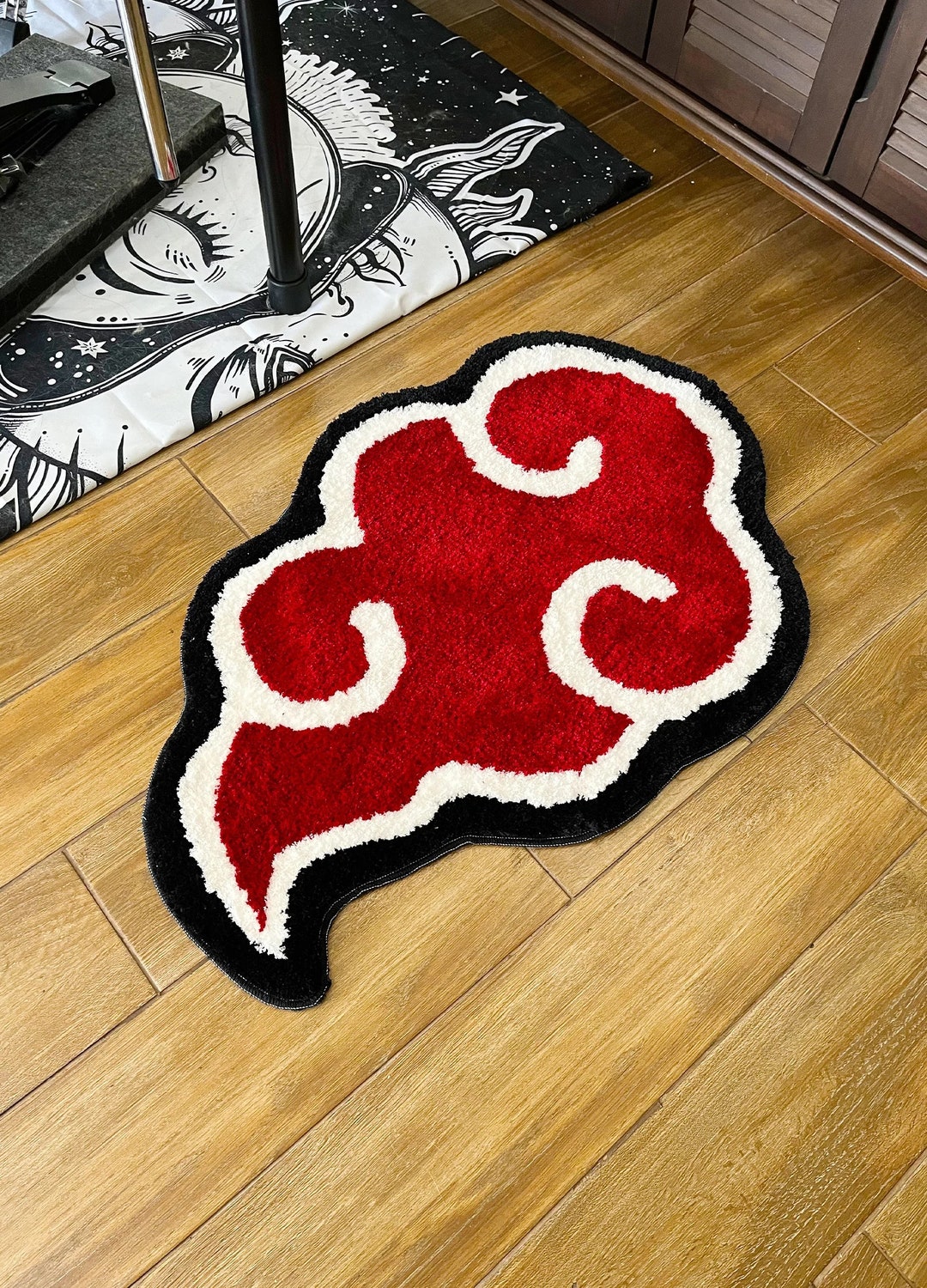 Naruto Akatsuki Red Cloud Rug High Quality, Vibrant Anime Themed Floor ...