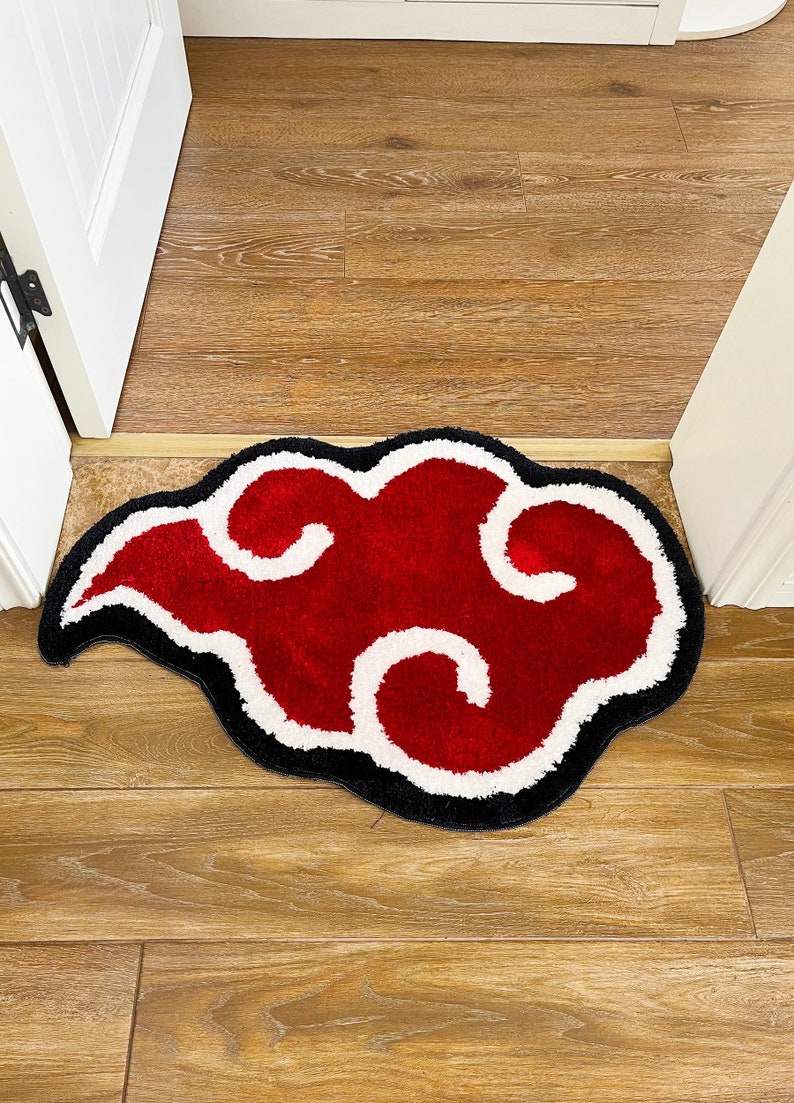 Naruto Akatsuki Red Cloud Rug High Quality, Vibrant Anime Themed Floor ...