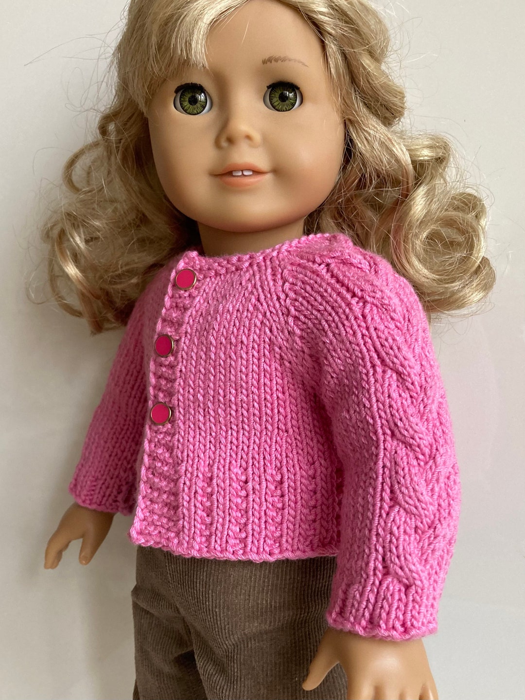 Cabled Sleeve Cardigan Knitting Pattern for 18" Doll AG Doll American ...