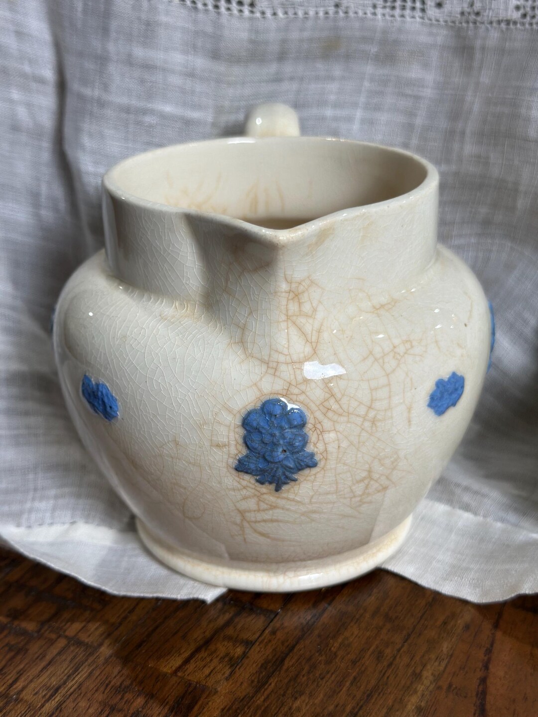 Royal Ivory Victorian Pitcher – Adams England, Blue Accent Decor - Etsy