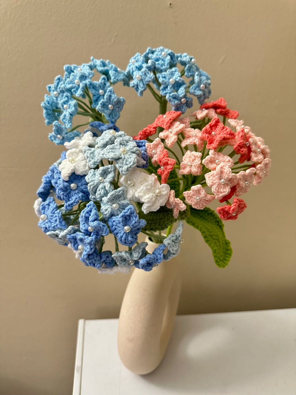 Handmade Crocheted Hydrangea Bouquet, Everlasting Floral Arrangement - Etsy