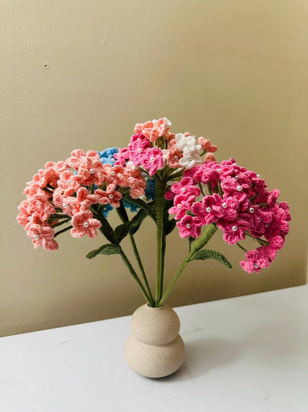 Handmade Crocheted Hydrangea Bouquet, Everlasting Floral Arrangement - Etsy