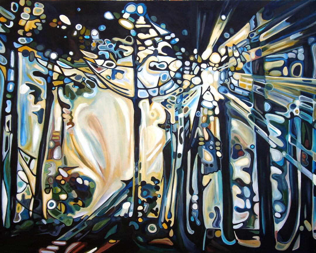 CANVAS PRINT Abstract Sunlight in Trees Painting 10x8 14x11 and 20x16 ...
