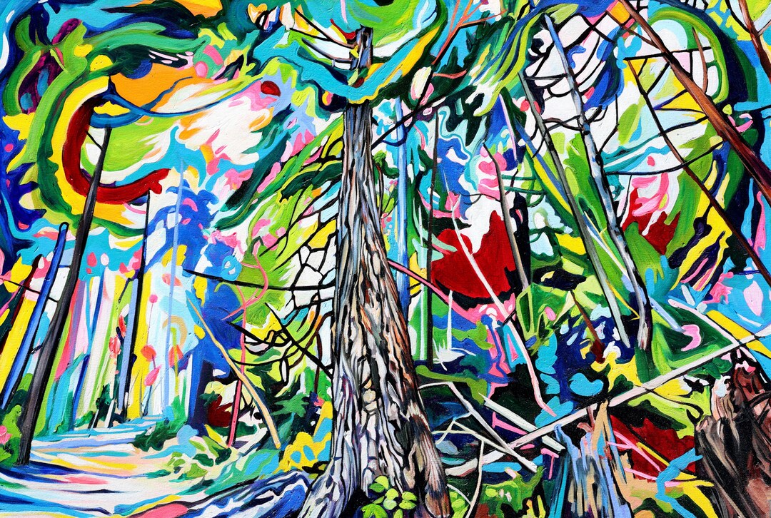 ORIGINAL PAINTING Salt Spring Walk 2024 Acrylic on Canvas 40x26 Forest ...