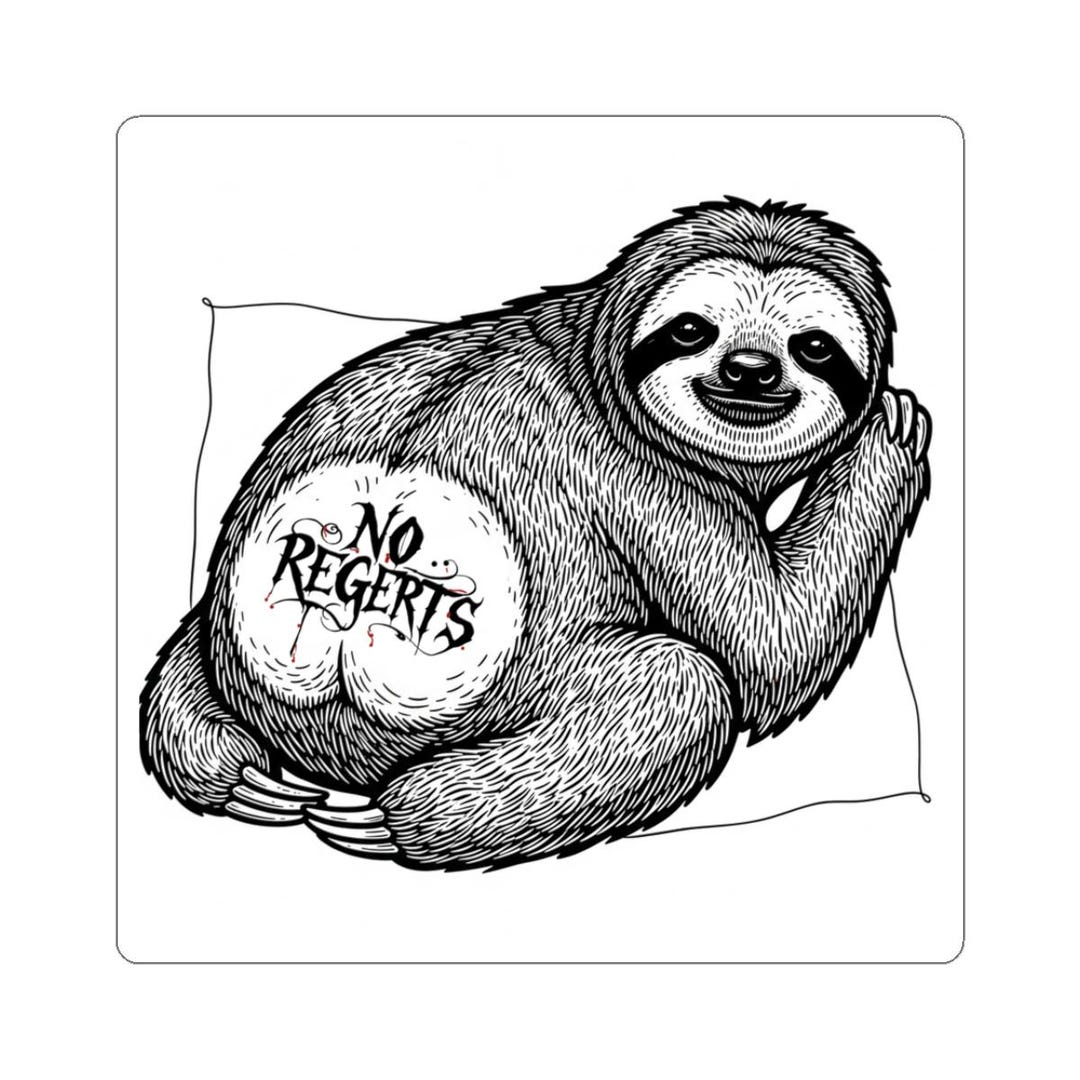 No Regerts! | Cute Sloth Kiss-cut Sticker, No Regerts Humorous Decal ...