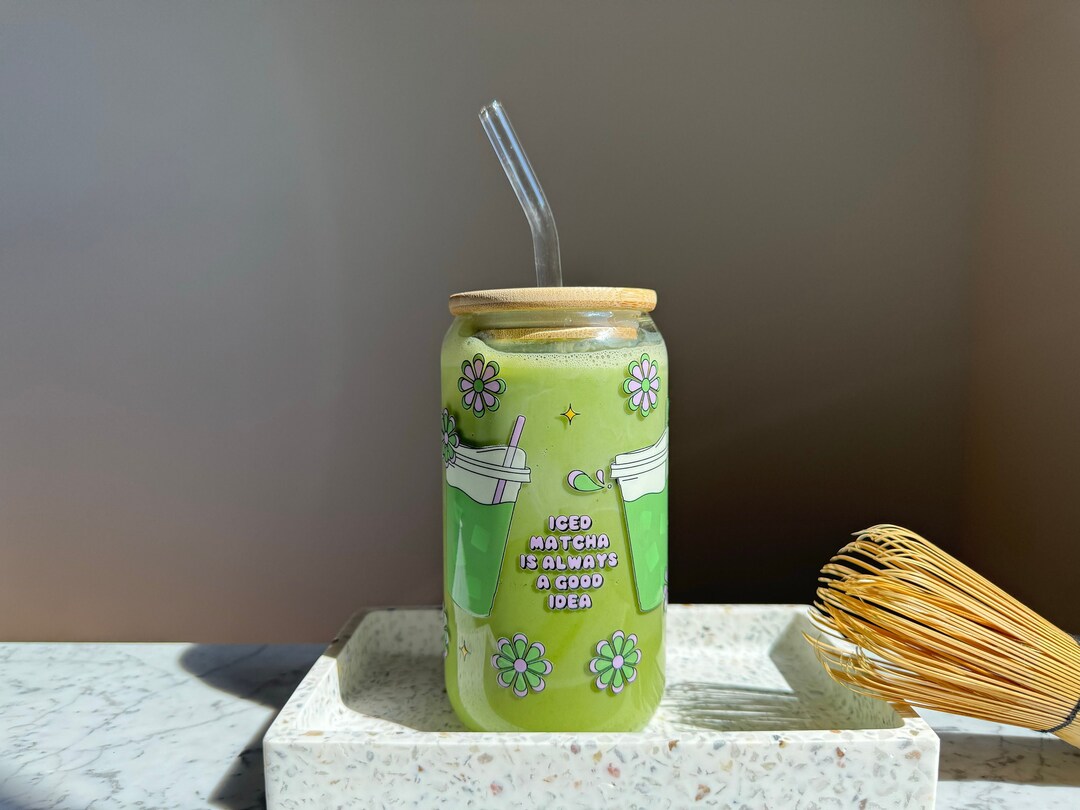 Glass With Iced Matcha is Always a Good Idea, Cute Motifs, Coffee Cup ...