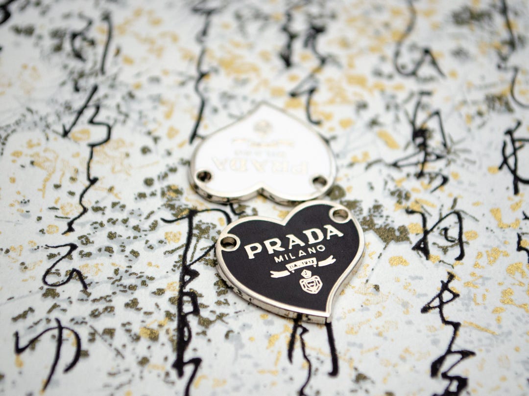 Vintage Prada Heart Shape Badge Engraved Gold 2 Colours - Etsy