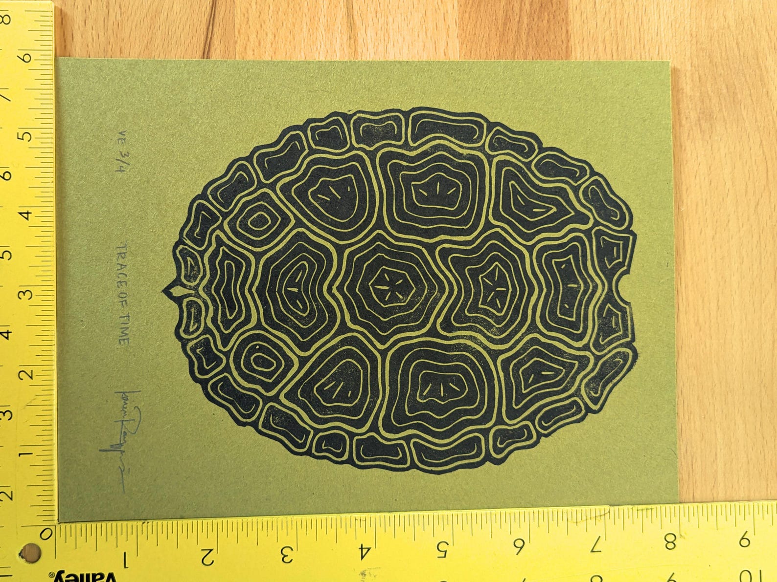 Turtle Shell Linocut Print | Handmade Block Print | Small 6x8 Nature ...