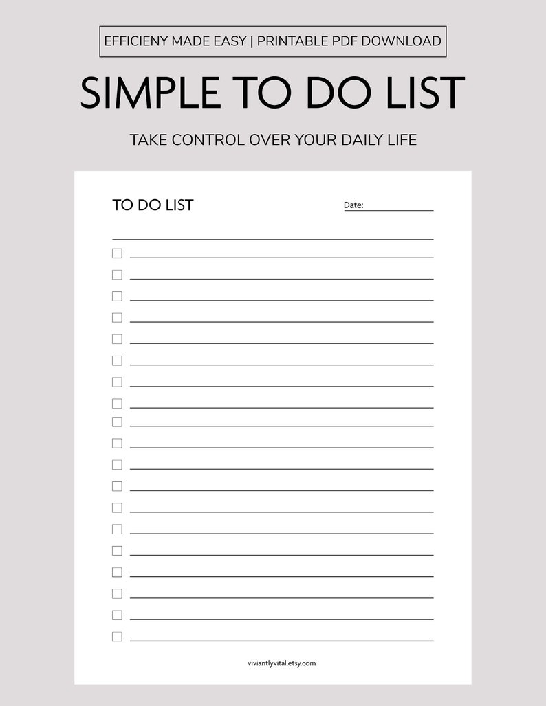 Simple To-do List Digital Planner Printable Task Tracker Minimalist ...