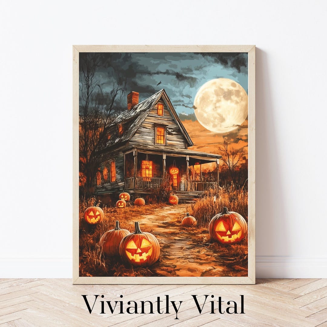 Vintage Rustic Halloween Printable Wall Art Charming Farmhouse Jack-o ...