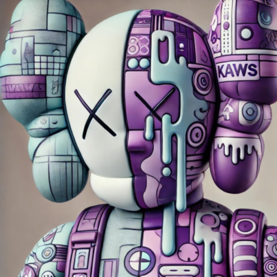 Purple KAWS Abstract Art Modern Pop Culture Sculpture Design - Etsy