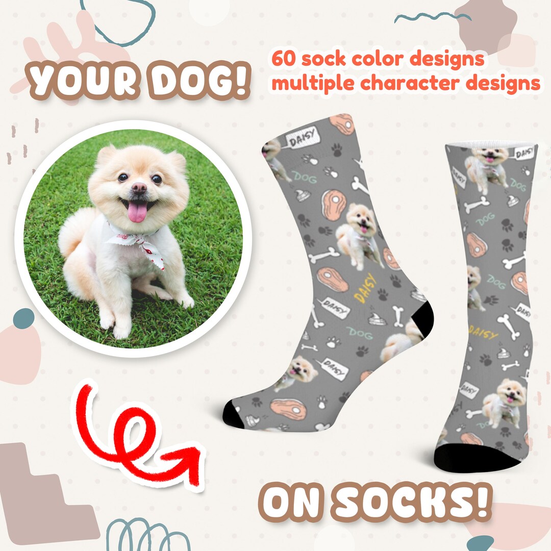 Custom Dog Socks,personalized Pet Photo Socks,dog Face Socks,cute Pet ...