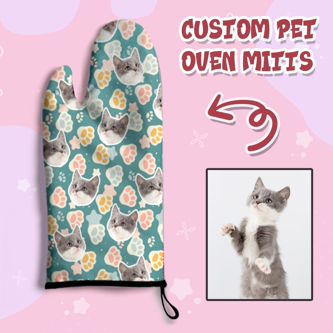 Personalized Cat Face Mitt,custom Oven Mitts,funny Pet Oven Mitts,cat ...