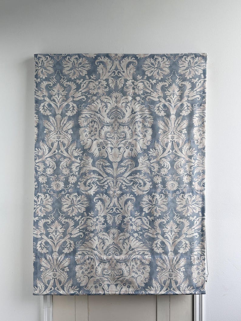 French Blue Floral Pattern Roman Shades, Printed Roman Shades, French ...