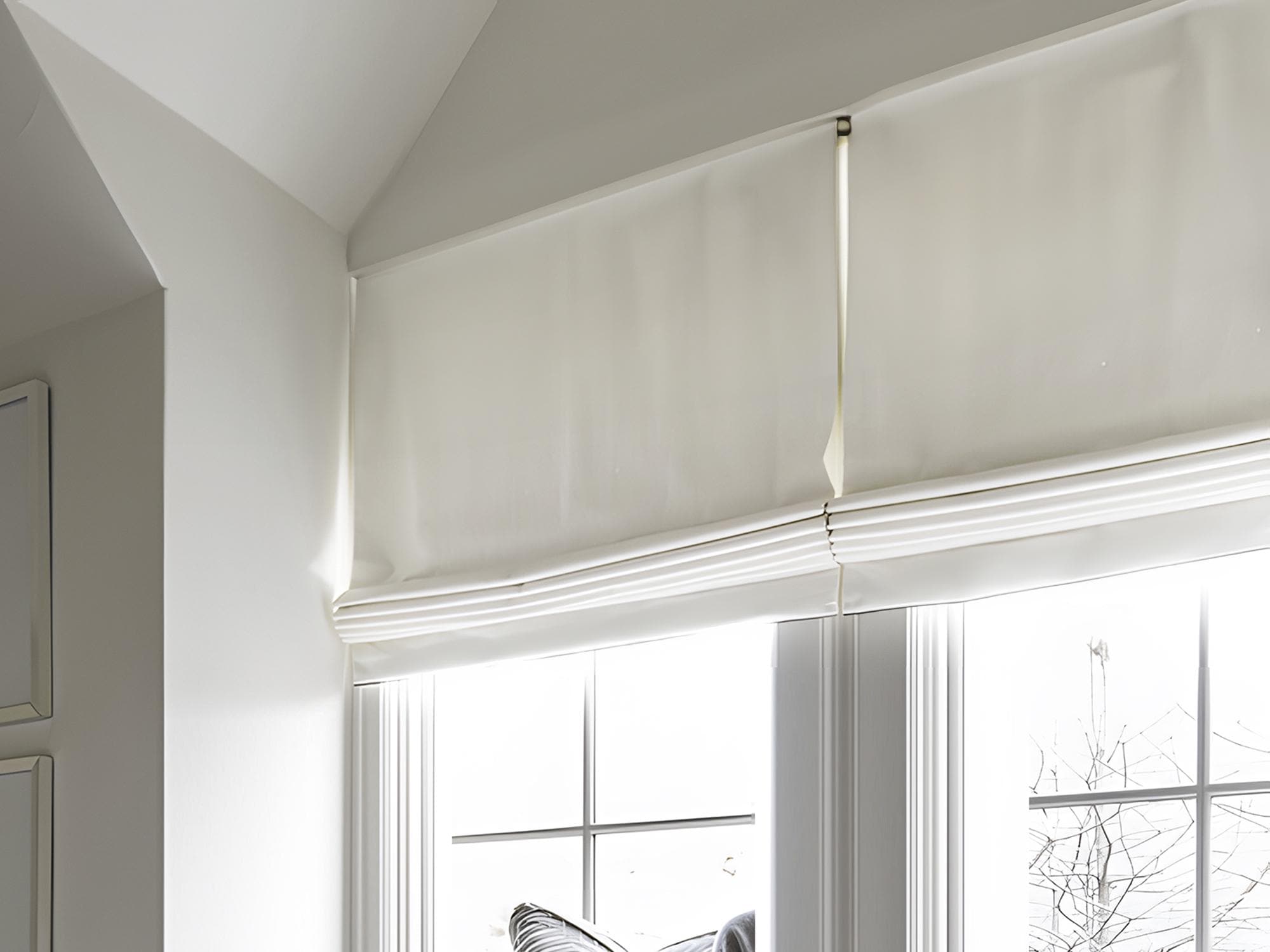 White Linen Roman Shades, Drawstring System, Blackout Roman Shades ...