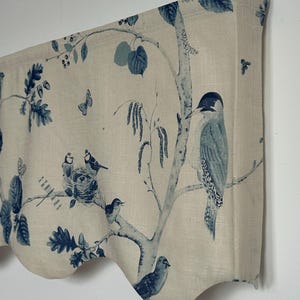 French Blue Leaf Pattern Linen Curtains, Curtain Drapery, Curtain ...