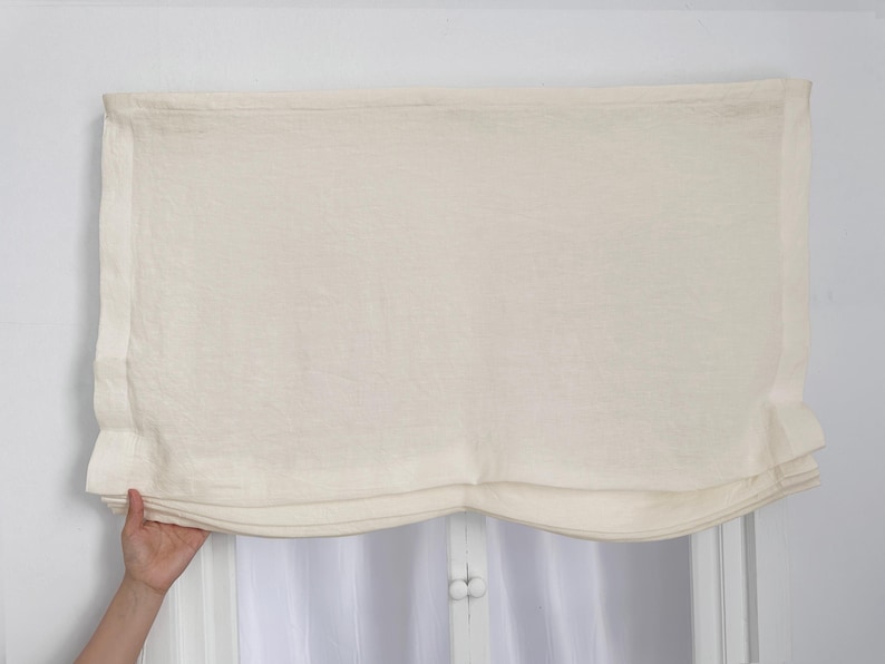Beige Linen Roman Shades, Drawstring System, Custom Size Roman Shades ...