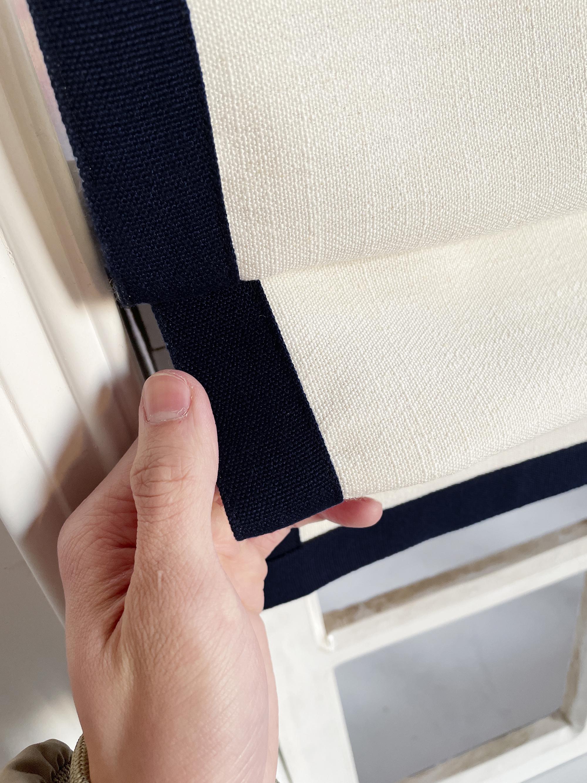 Linen Roman Shades With Black Trim, Drawstring System, Custom Size Home ...