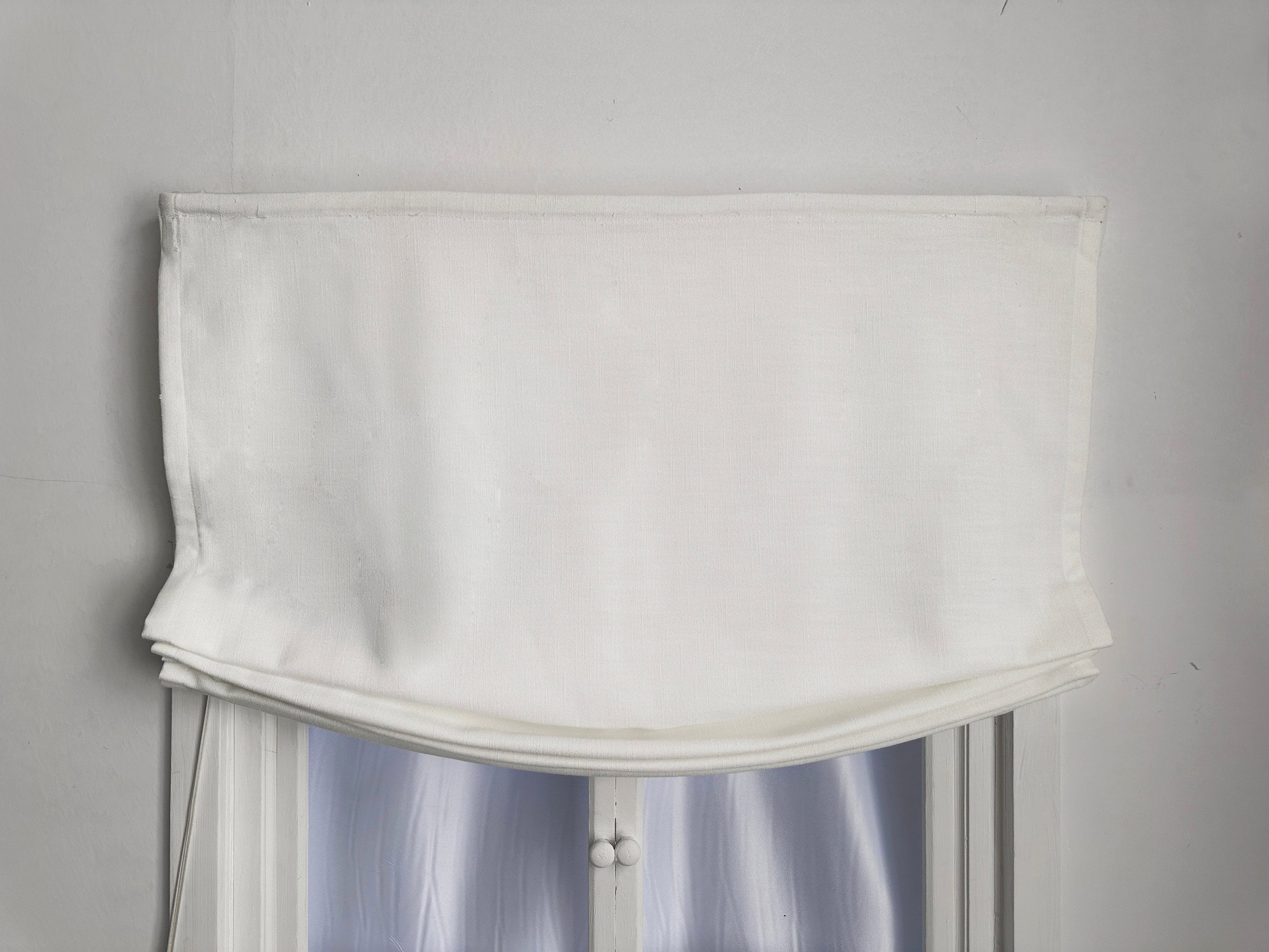 White Linen Roman Shades, Drawstring System, Custom Size Roman Shades ...
