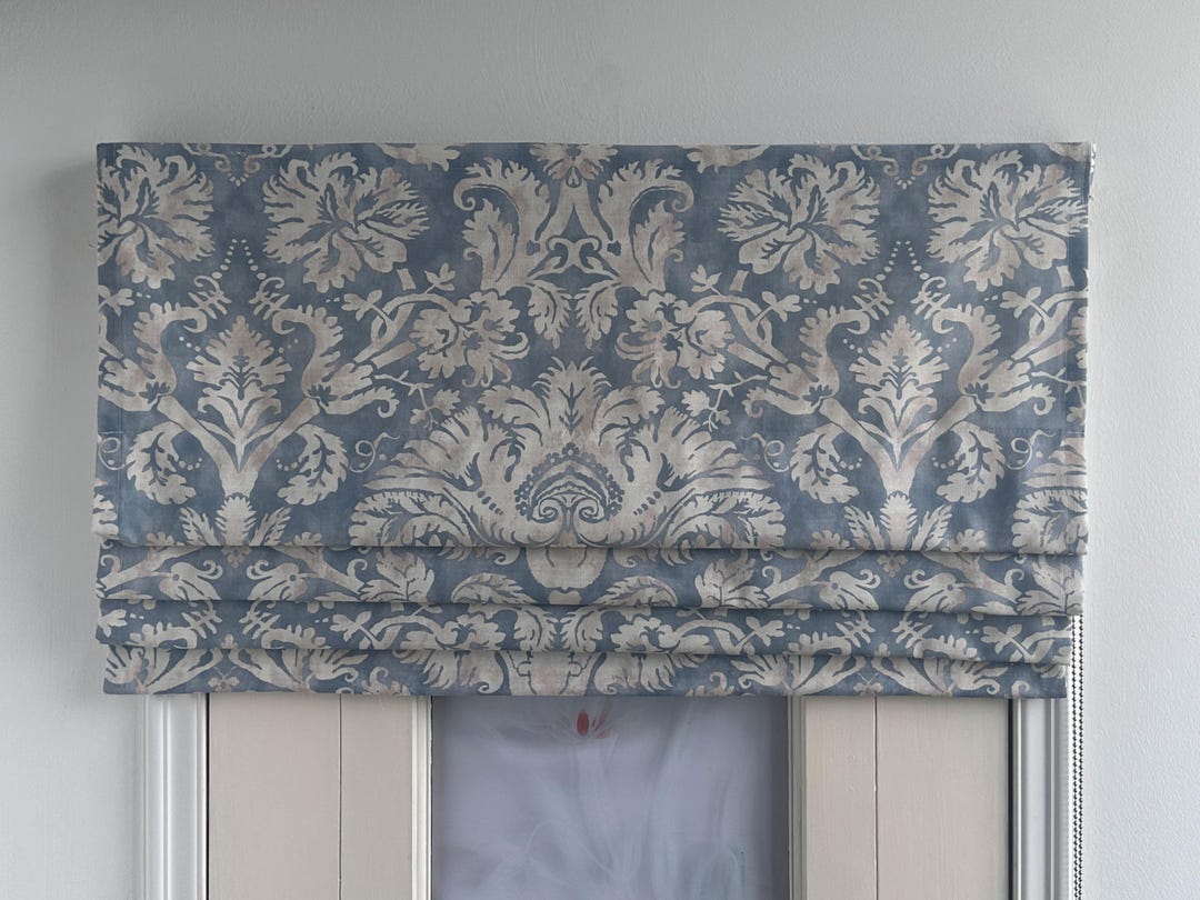 French Blue Floral Pattern Roman Shades, Printed Roman Shades, French ...