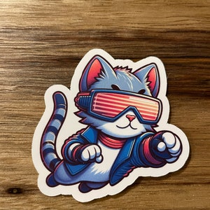 Cyberpunk Cat Sticker Pack – Futuristic Vinyl Decals for Laptops, Phone ...